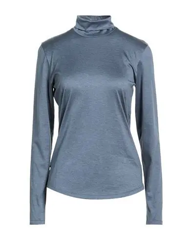 MOORER Slate Silk And Cotton Long Sleeve Turtleneck T-shirt - Blue