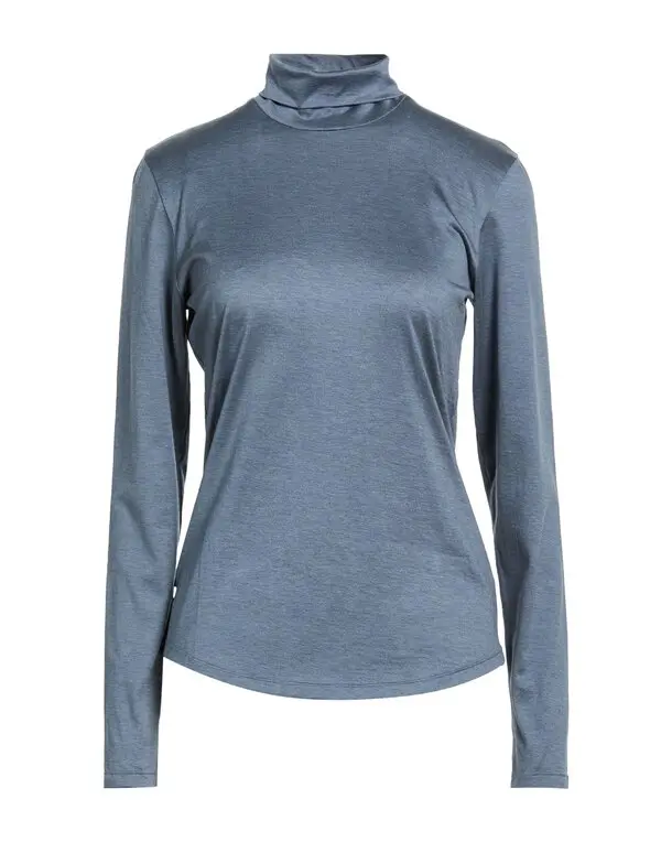 MOORER Slate Silk And Cotton Long Sleeve Turtleneck T-shirt