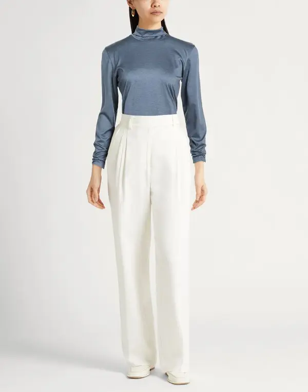 MOORER Slate Silk And Cotton Long Sleeve Turtleneck T-shirt