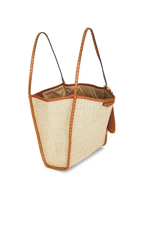 Rebecca Minkoff Dylan Tote With Raffia And Leather Trim