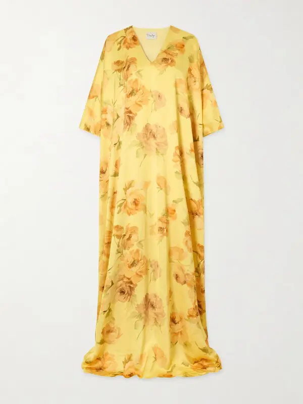 DIMA AYAD Floral-print Satin Gown