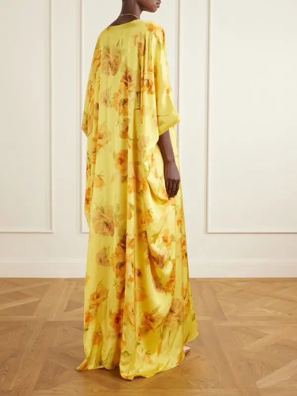 DIMA AYAD Floral-print Satin Gown