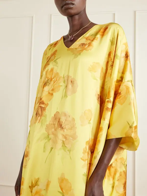 DIMA AYAD Floral-print Satin Gown