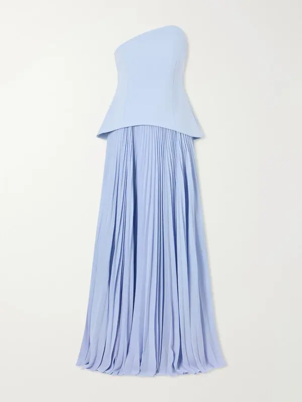 Solace London Britt Asymmetrical Pleated Gown - Blue