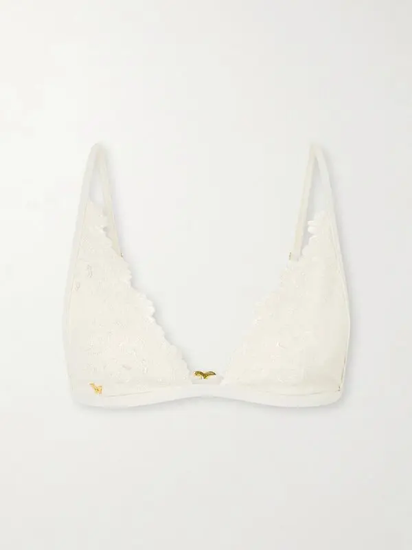 Kiki De Montparnasse Juliette Embroidered Bikini Top - Neutrals