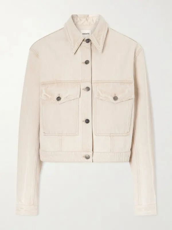 Khaite Tomer Cropped Denim Jacket - Neutrals