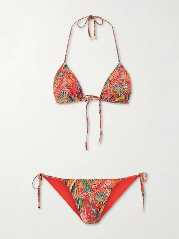 Etro Paisley-print Triangle Bikini - Red