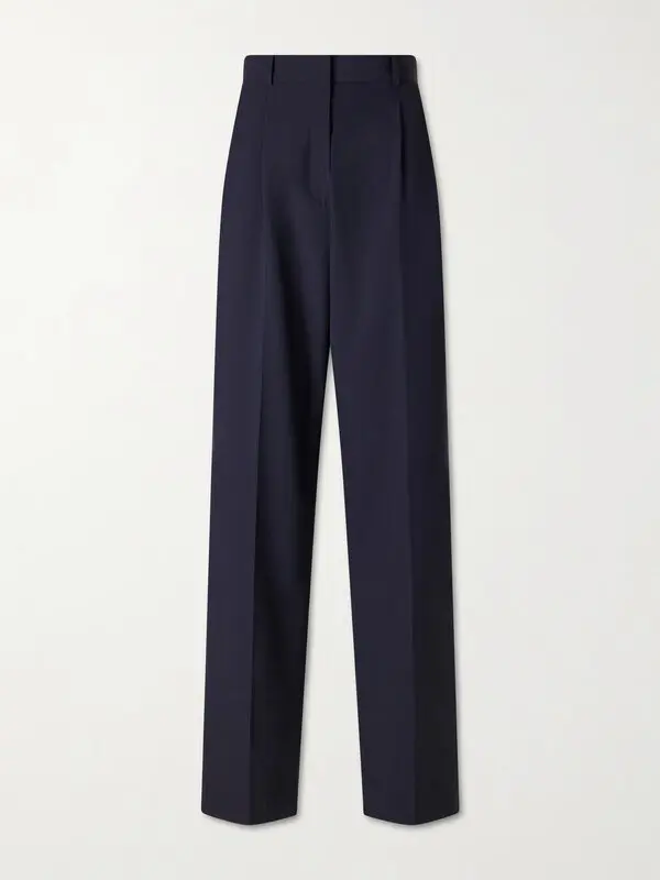 THE ROW Mune Merino Wool-poplin Straight-leg Pants