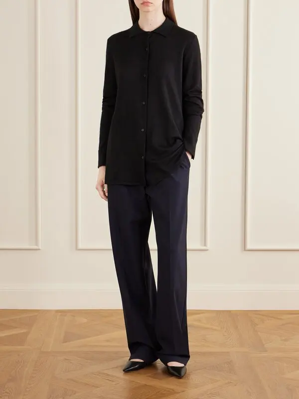 THE ROW Mune Merino Wool-poplin Straight-leg Pants