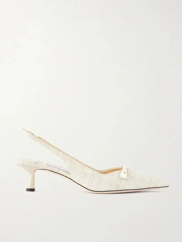 JIMMY CHOO Amita 45 Raffia Slingback Pumps