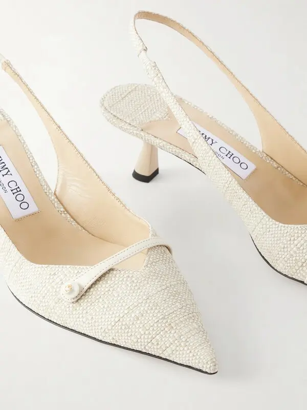 JIMMY CHOO Amita 45 Raffia Slingback Pumps