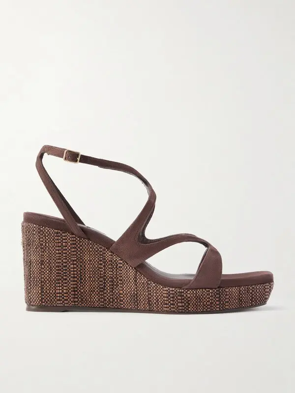 JIMMY CHOO Ayla 85 Suede Platform Espadrille Wedges