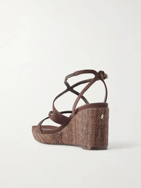 JIMMY CHOO Ayla 85 Suede Platform Espadrille Wedges