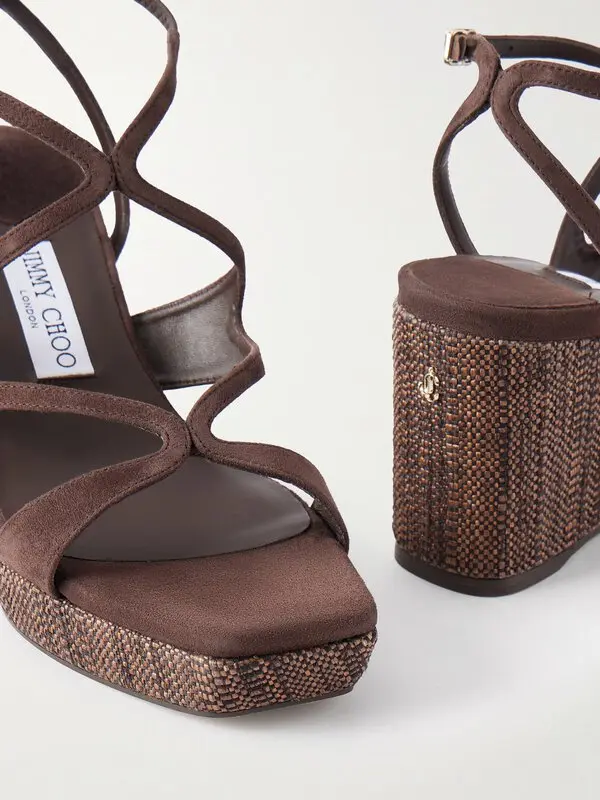JIMMY CHOO Ayla 85 Suede Platform Espadrille Wedges