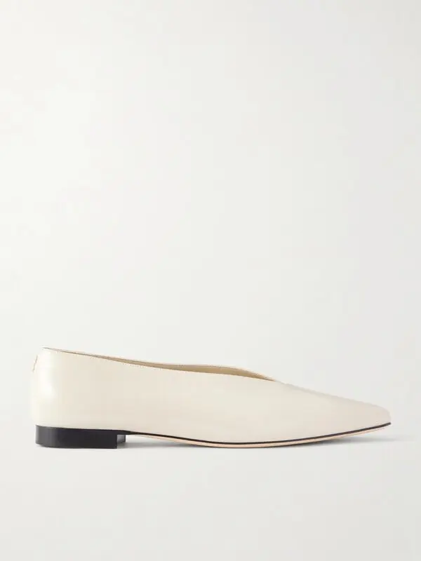 JIMMY CHOO Margot Leather Ballet Flats - Neutrals