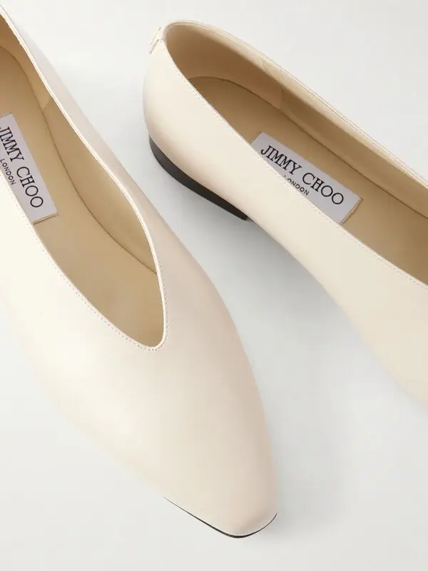 JIMMY CHOO Margot Leather Ballet Flats - Neutrals