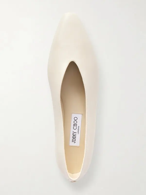 JIMMY CHOO Margot Leather Ballet Flats - Neutrals