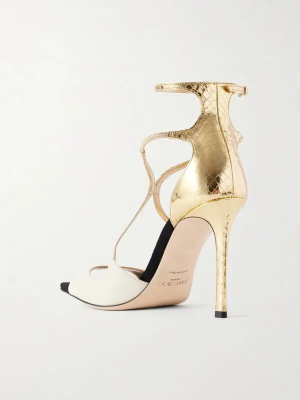 JIMMY CHOO Azia 95 Metallic Leather Sandals - Multi