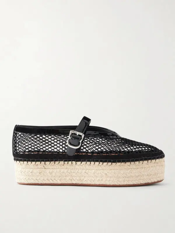 Alaïa Buckled Mesh Platform Espadrille Sandals