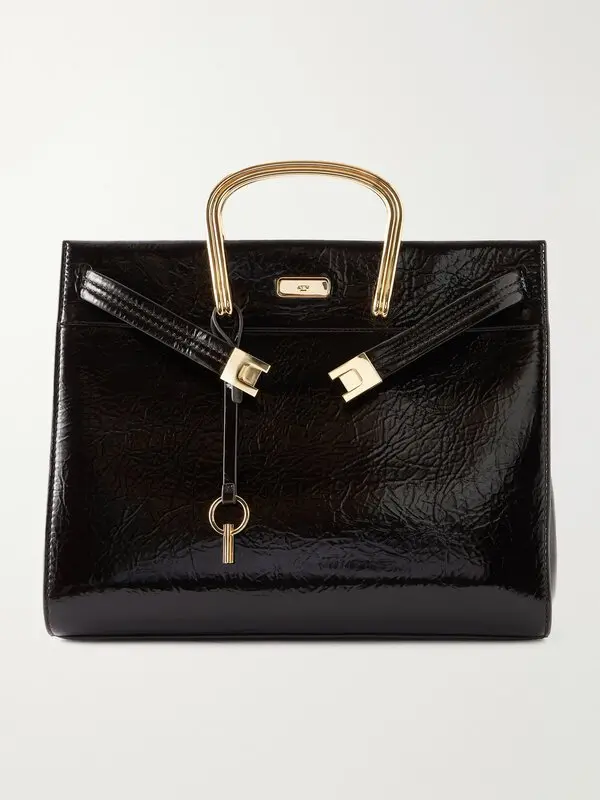 Tory Burch Soft Lee Embellished Leather Tote - Brown