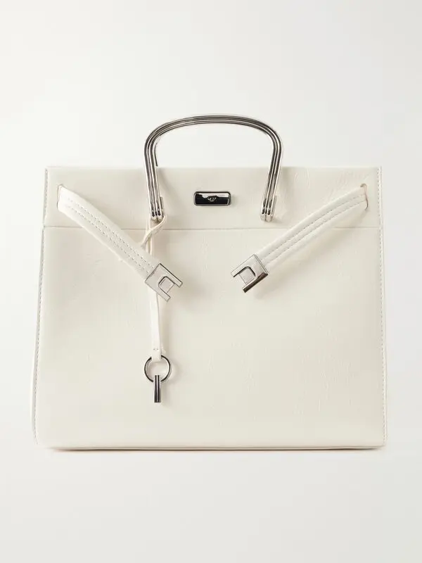 Tory Burch Soft Lee Embellished Leather Tote - Neutrals