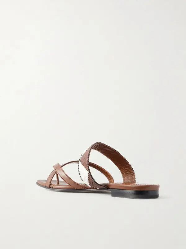 Manolo Blahnik Leather Woven Sandals - Brown