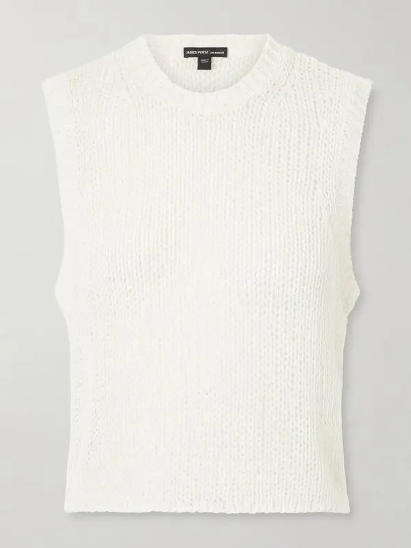 JAMES PERSE Knitted Linen & Cotton Tank Top - Neutrals