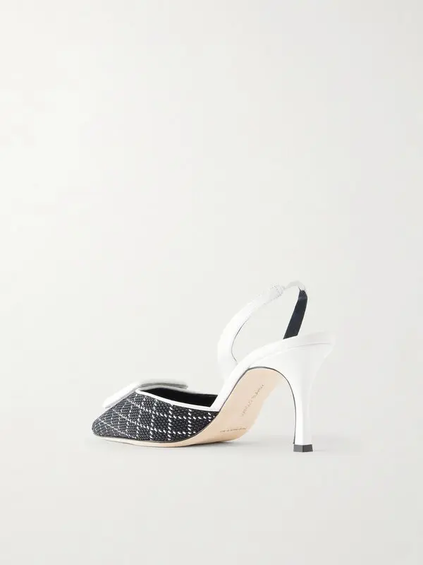 Manolo Blahnik Maysli 70 Woven Leather Slingback Pumps - Black