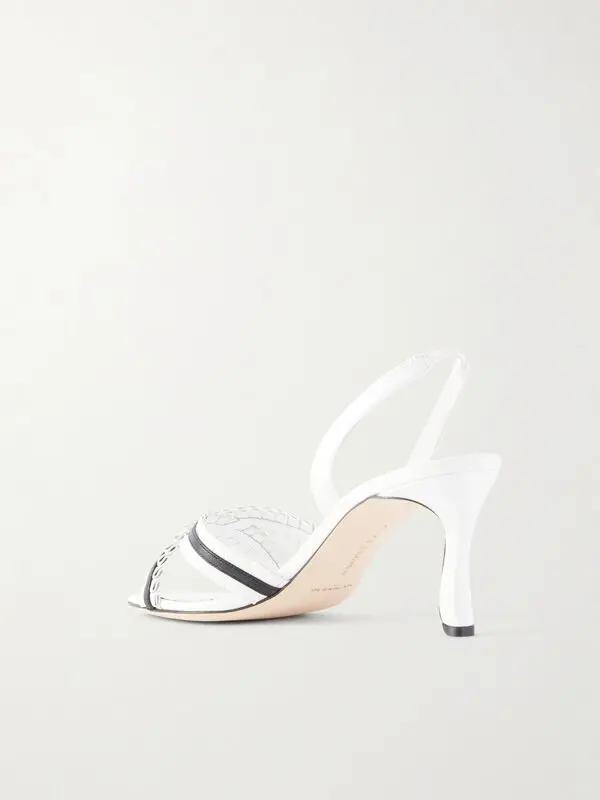 Manolo Blahnik Volusan 70 Ruffled Leather Slingback Sandals - White