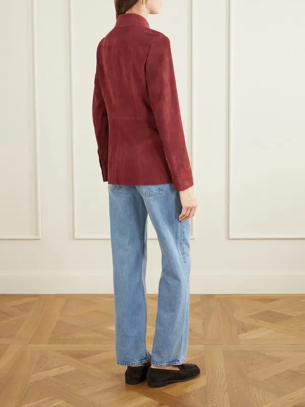 FRAME Paneled Suede Shirt - Red