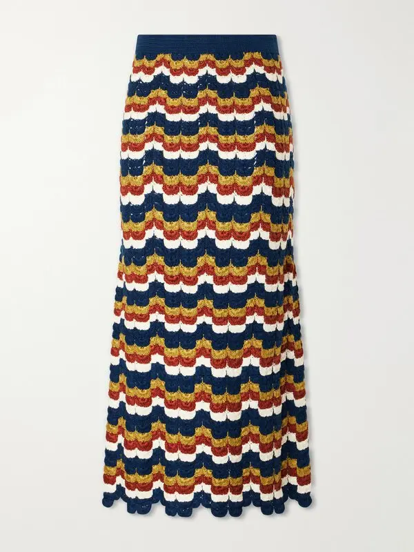 Escvdo Lucero Crocheted Cotton Midi Skirt