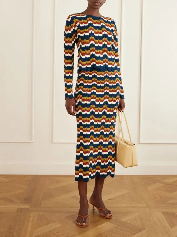 Escvdo Lucero Crocheted Cotton Midi Skirt