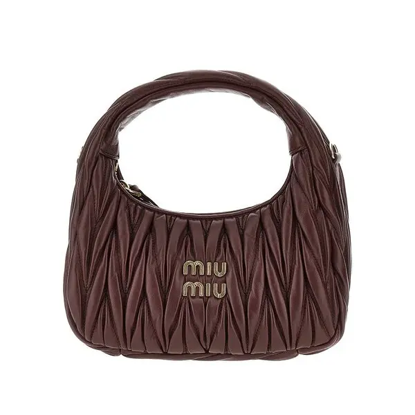 Miu Miu Small Matelassé Nappa Leather Hobo Bag - Red