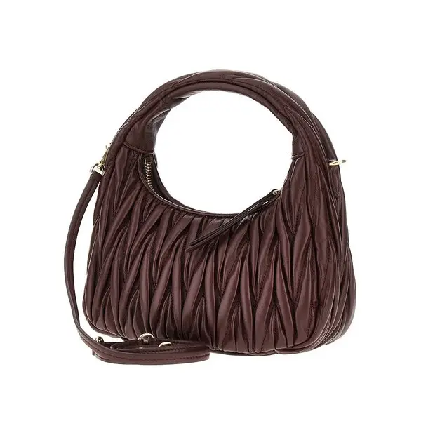 Miu Miu Small Matelassé Nappa Leather Hobo Bag - Red