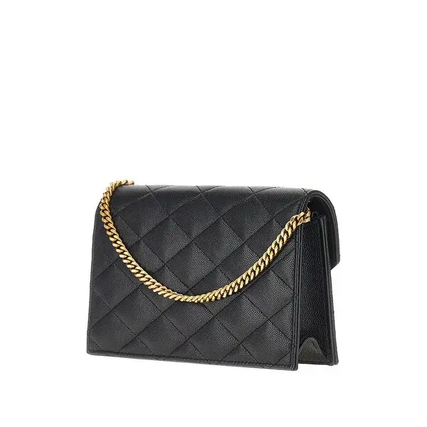 Saint Laurent Quilted Leather 'paris' Clutch With Chain