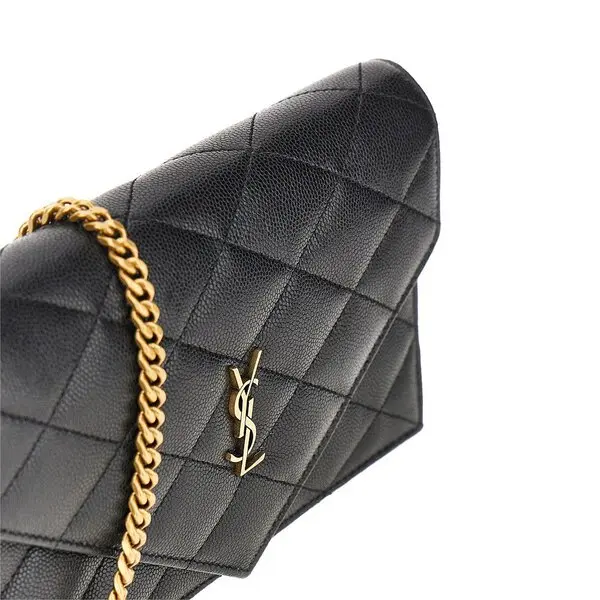 Saint Laurent Quilted Leather 'paris' Clutch With Chain
