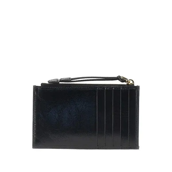 Prada Soft Lux Leather Cardholder Pouch - Black