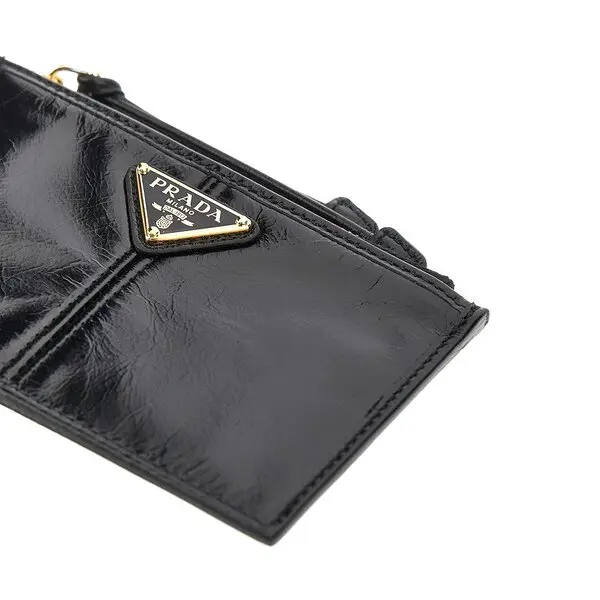 Prada Soft Lux Leather Cardholder Pouch - Black