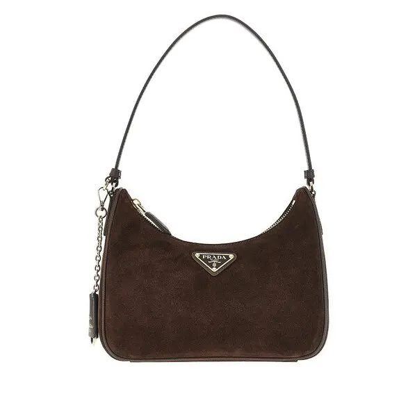 Prada Suede Leather Re-edition 2005 Shoulder Bag - Brown
