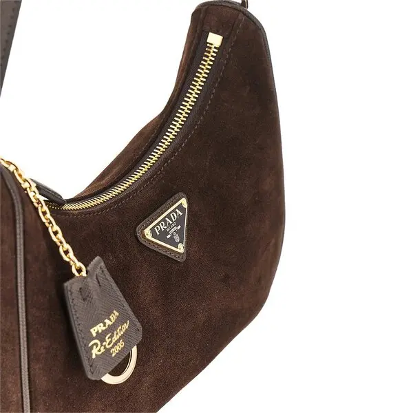 Prada Suede Leather Re-edition 2005 Shoulder Bag - Brown