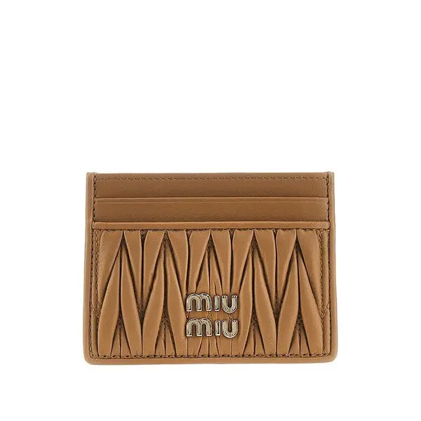 Miu Miu Matelassé Nappa Leather Cardholder - Beige