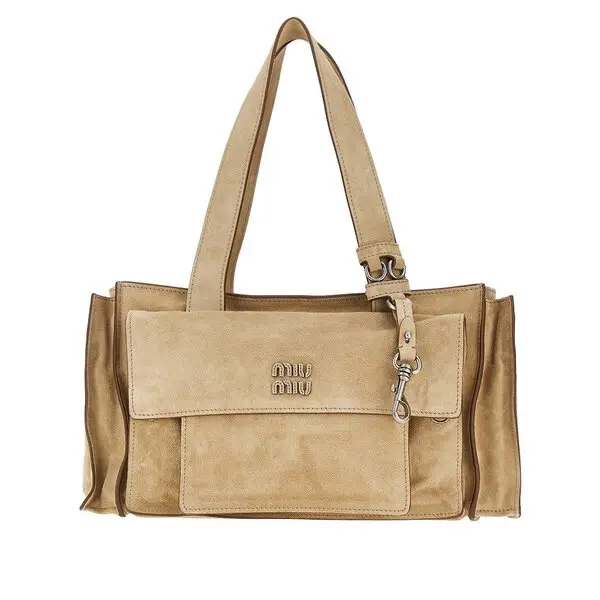 Miu Miu Suede Leather Utility Bag - Beige