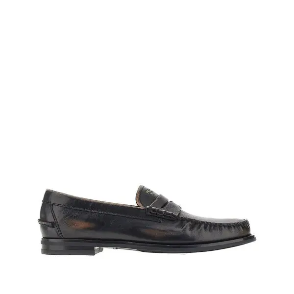 Prada Antique Finish Leather Loafers - Brown