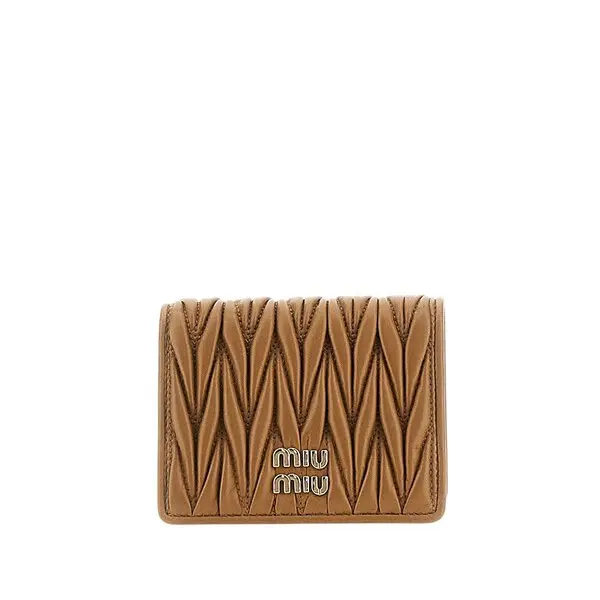 Miu Miu Matelassé Nappa Leather Bi-fold Wallet - Beige
