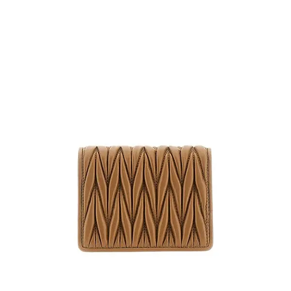 Miu Miu Matelassé Nappa Leather Bi-fold Wallet - Beige