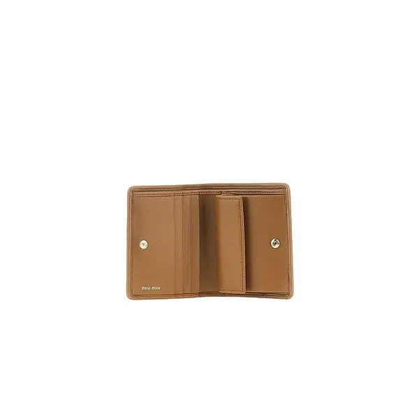 Miu Miu Matelassé Nappa Leather Bi-fold Wallet - Beige