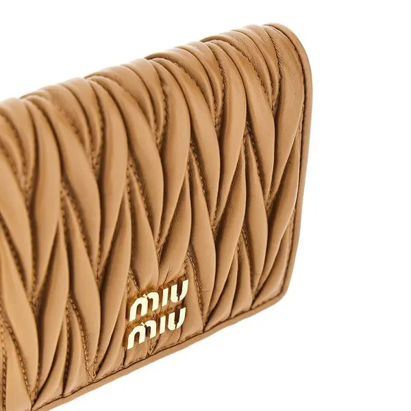 Miu Miu Matelassé Nappa Leather Bi-fold Wallet - Beige
