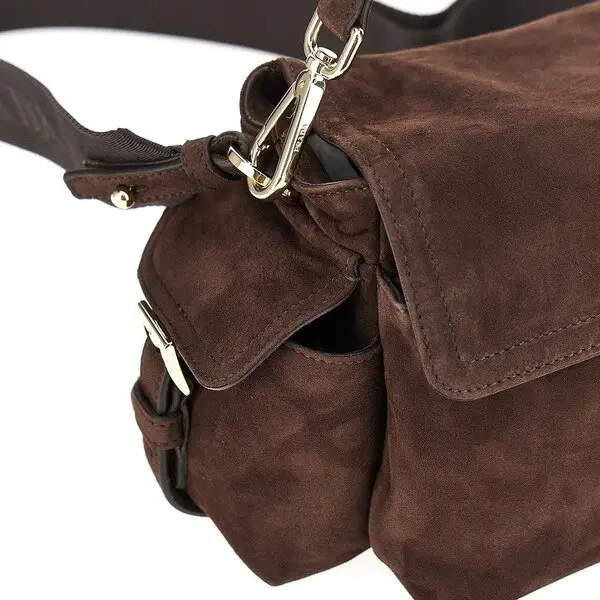 Prada Suede Leather Medium Explore Bag - Brown
