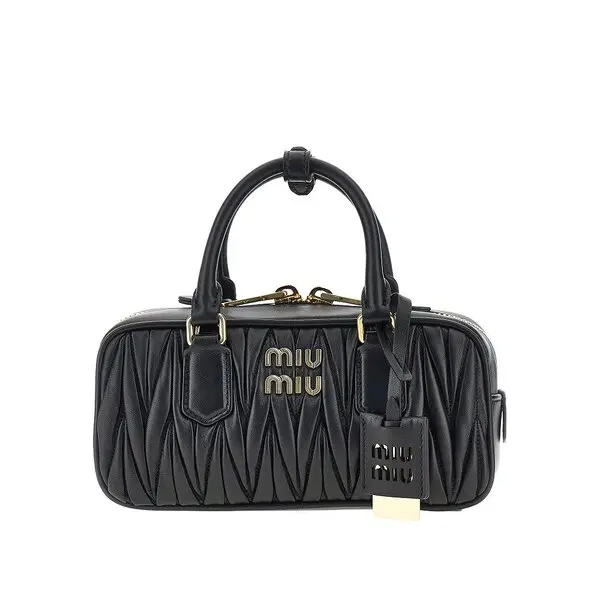 Miu Miu Arcadie Small Matelassé Nappa Leather Bag - Black