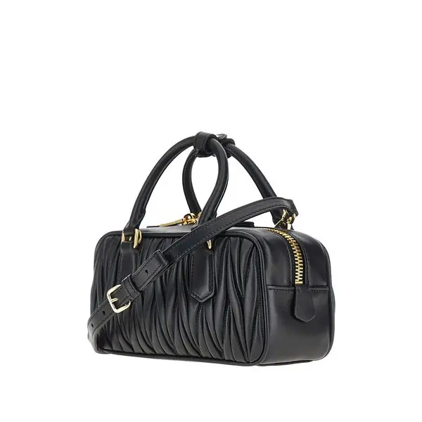 Miu Miu Arcadie Small Matelassé Nappa Leather Bag - Black